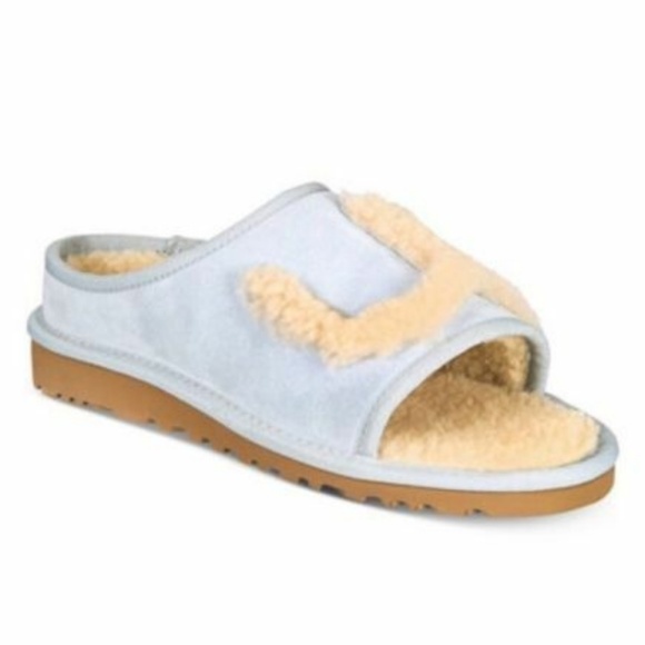 UGG | Shoes | Ugg Slide Slippers Sheepskin Light Blue New In Box | Poshmark